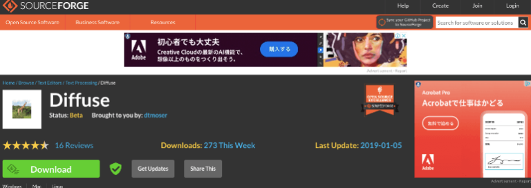 diffuseは日本語対応された複数ファイルや様々なVCSに対応したDiffツール！